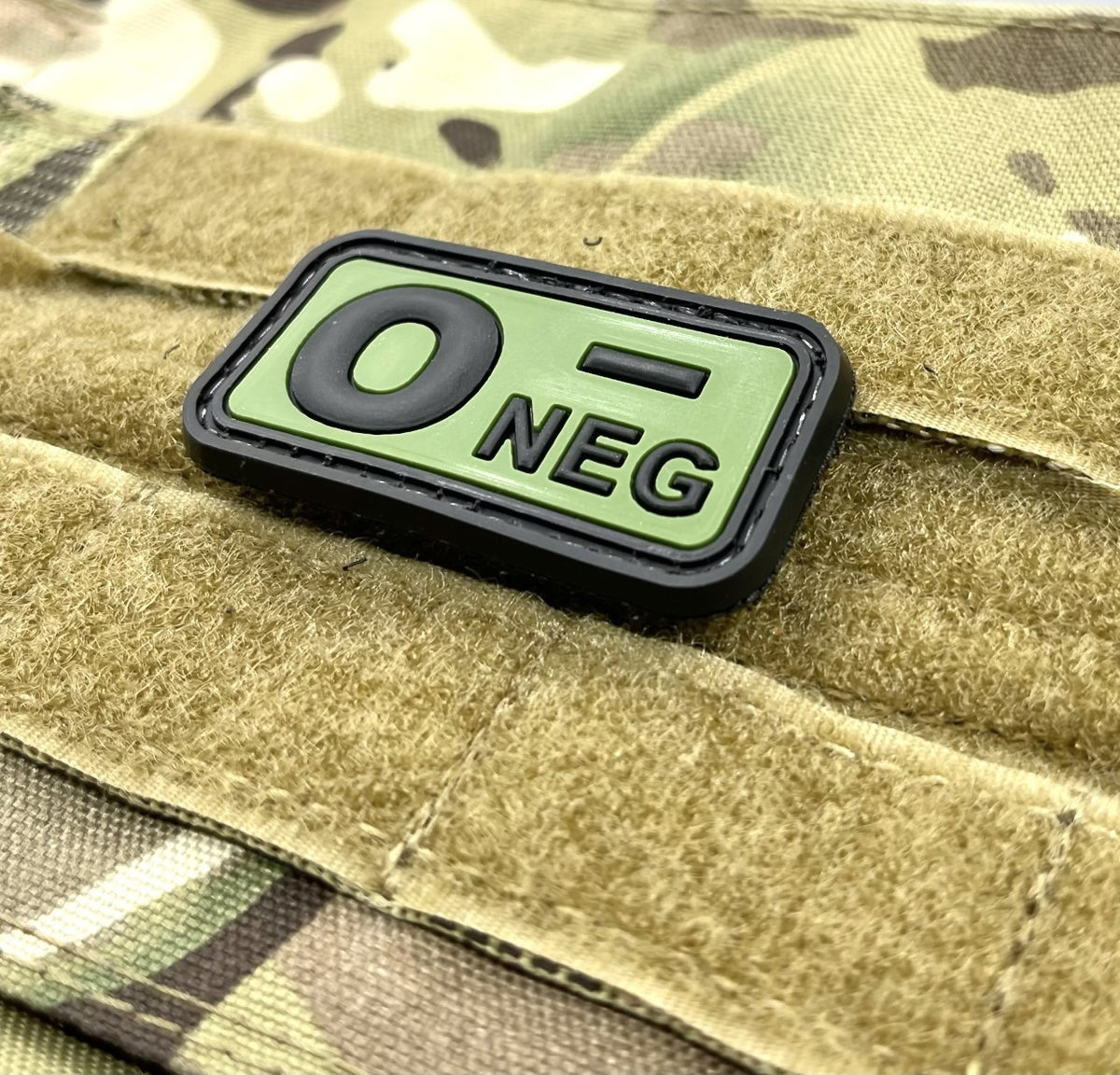 PVC Blood Type O NEG Patch Green and Black 5cm x 2.6cm – Two Ravens ...